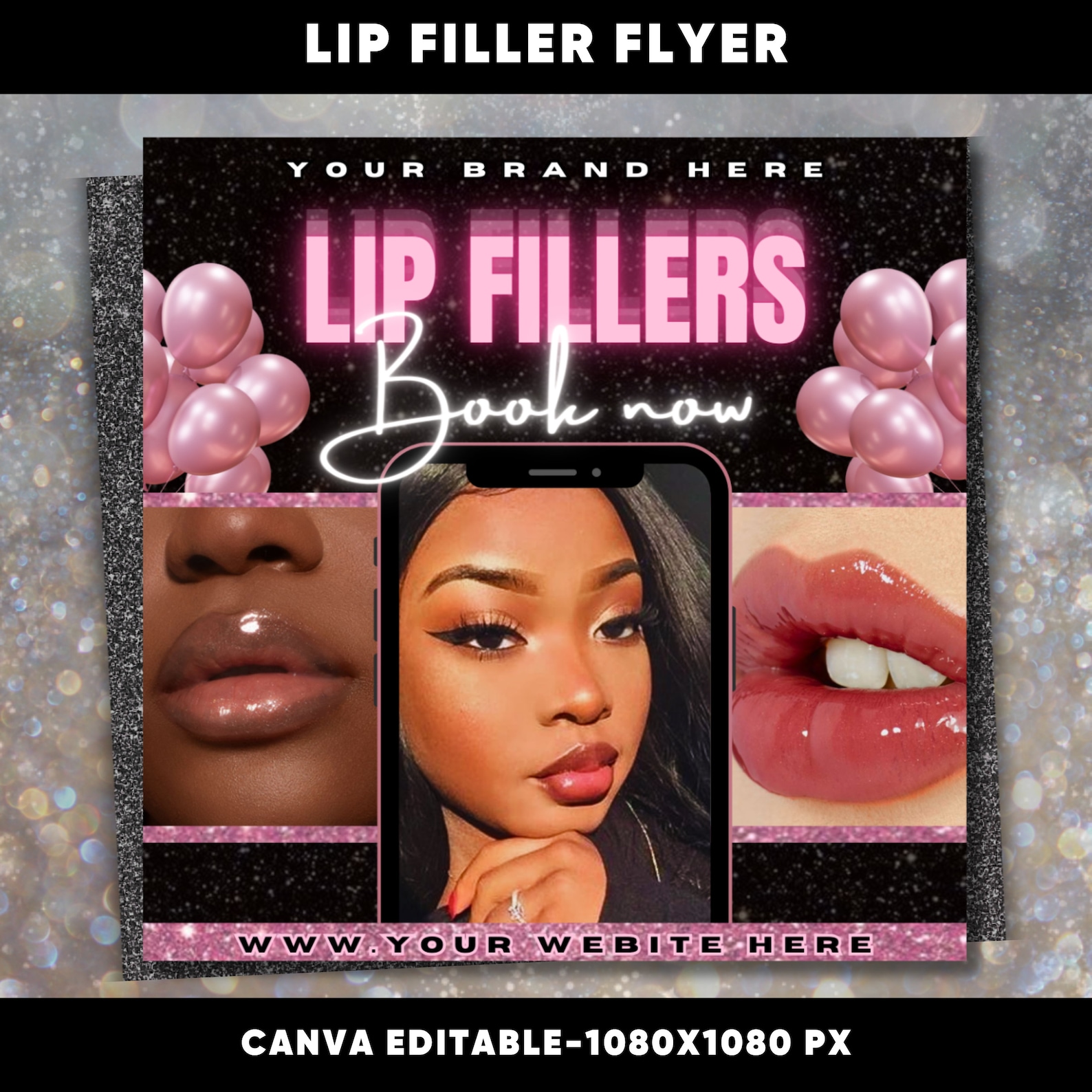 DIY Lip Fillers Flyer, Lip Filler Flyers, Canva Editable Flyers, Social ...