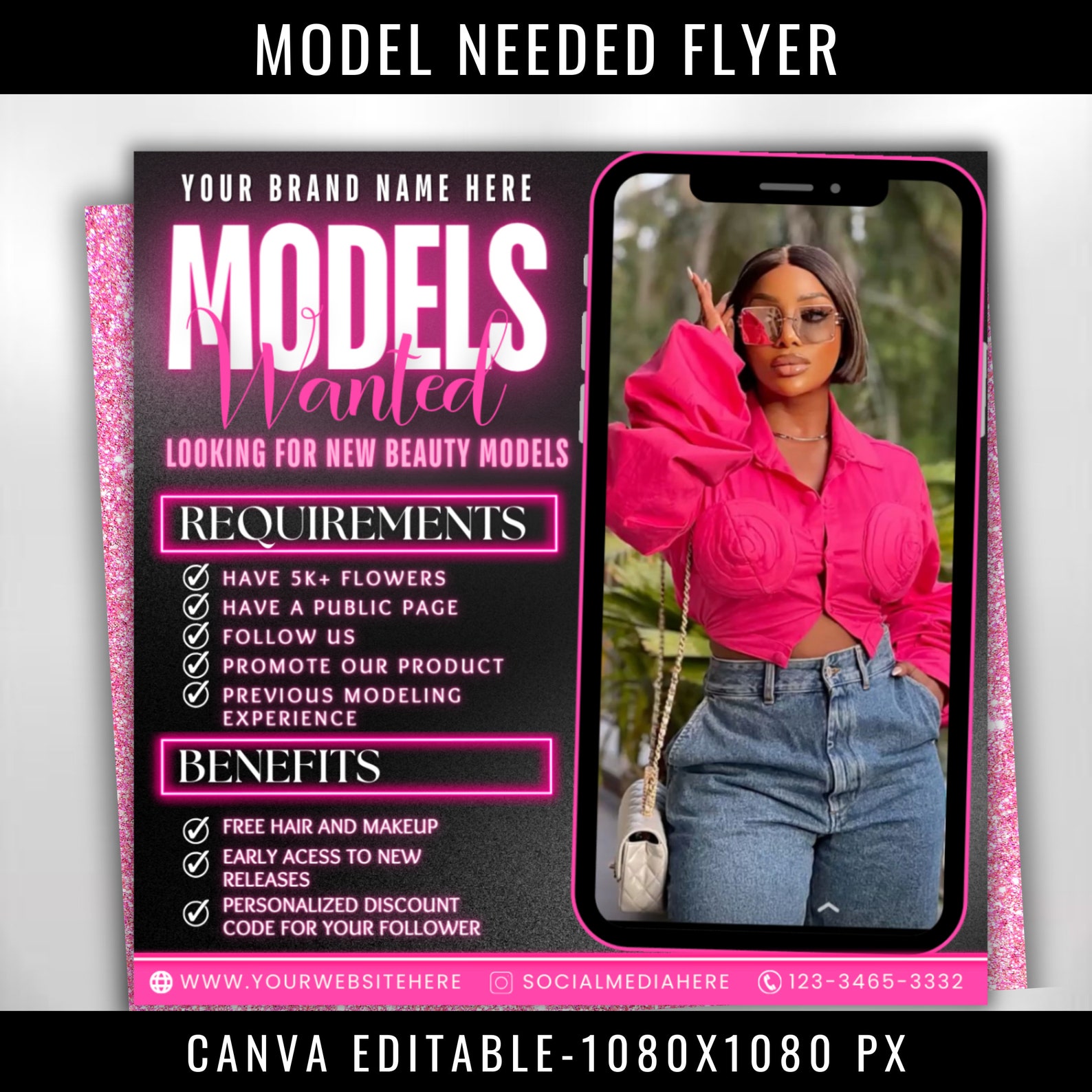 Models Wanted Flyer, Beauty Models Needed Flyer, Wanted Brand ...