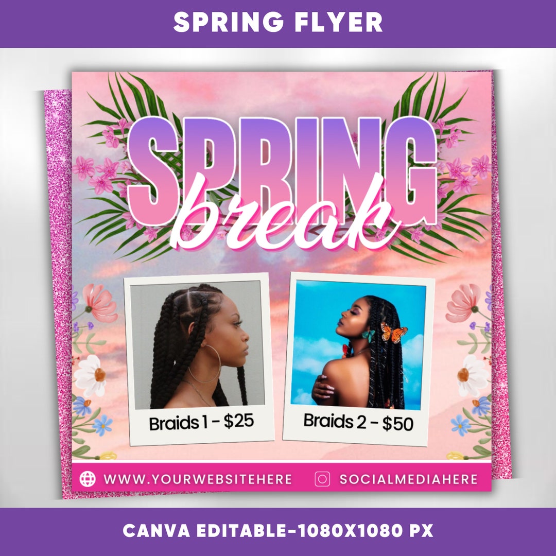Spring Break Flyer, Spring Booking Flyer, Editable Spring Flyer ...