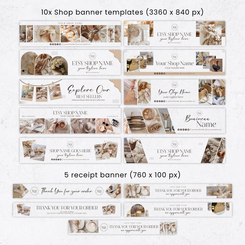 Minimalist Etsy Shop Banner Kit, Editable Etsy Shop Branding Kit for ...
