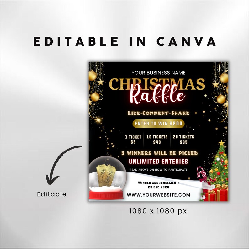 Christmas Raffle Giveaway Flyer, DIY Holiday Flyer, Giveaway Flyer, DIY ...