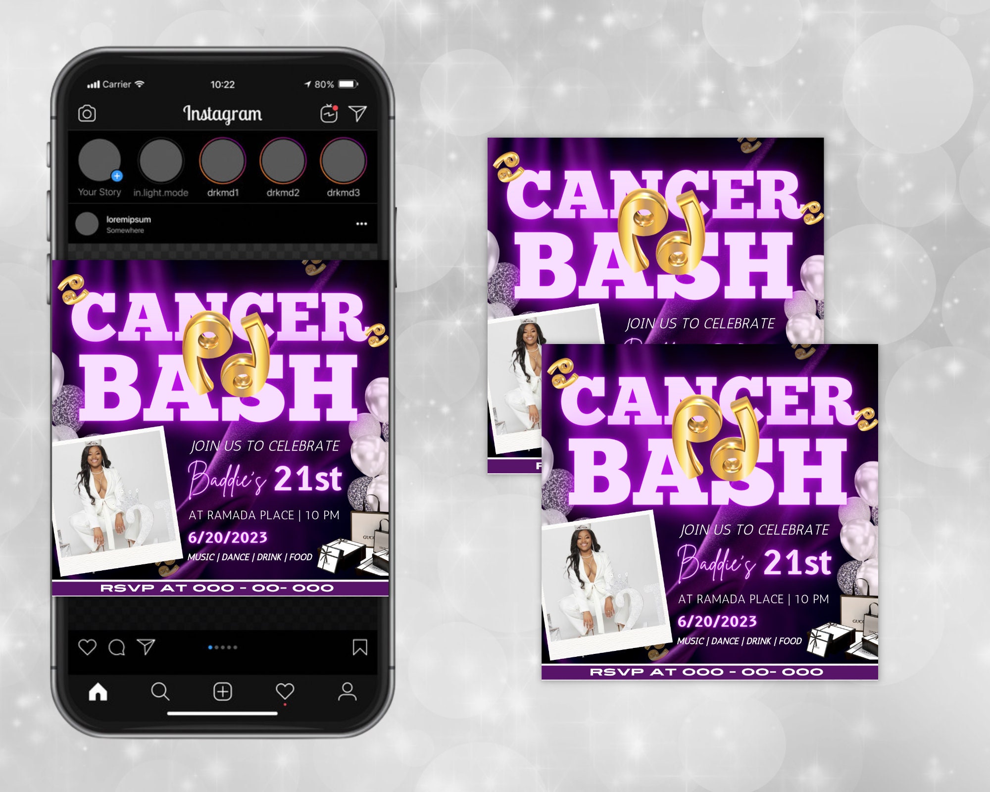 Cancer Birthday Flyer, Birthday Template, Birthday Girl, Party Flyer ...