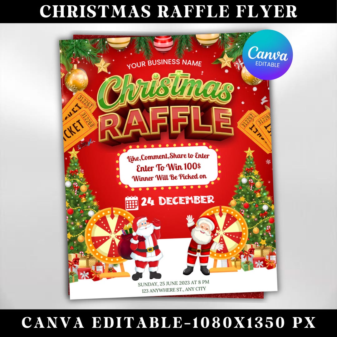 Christmas Raffle Giveaway Flyer, DIY Holiday Flyer, Giveaway Flyer, DIY ...