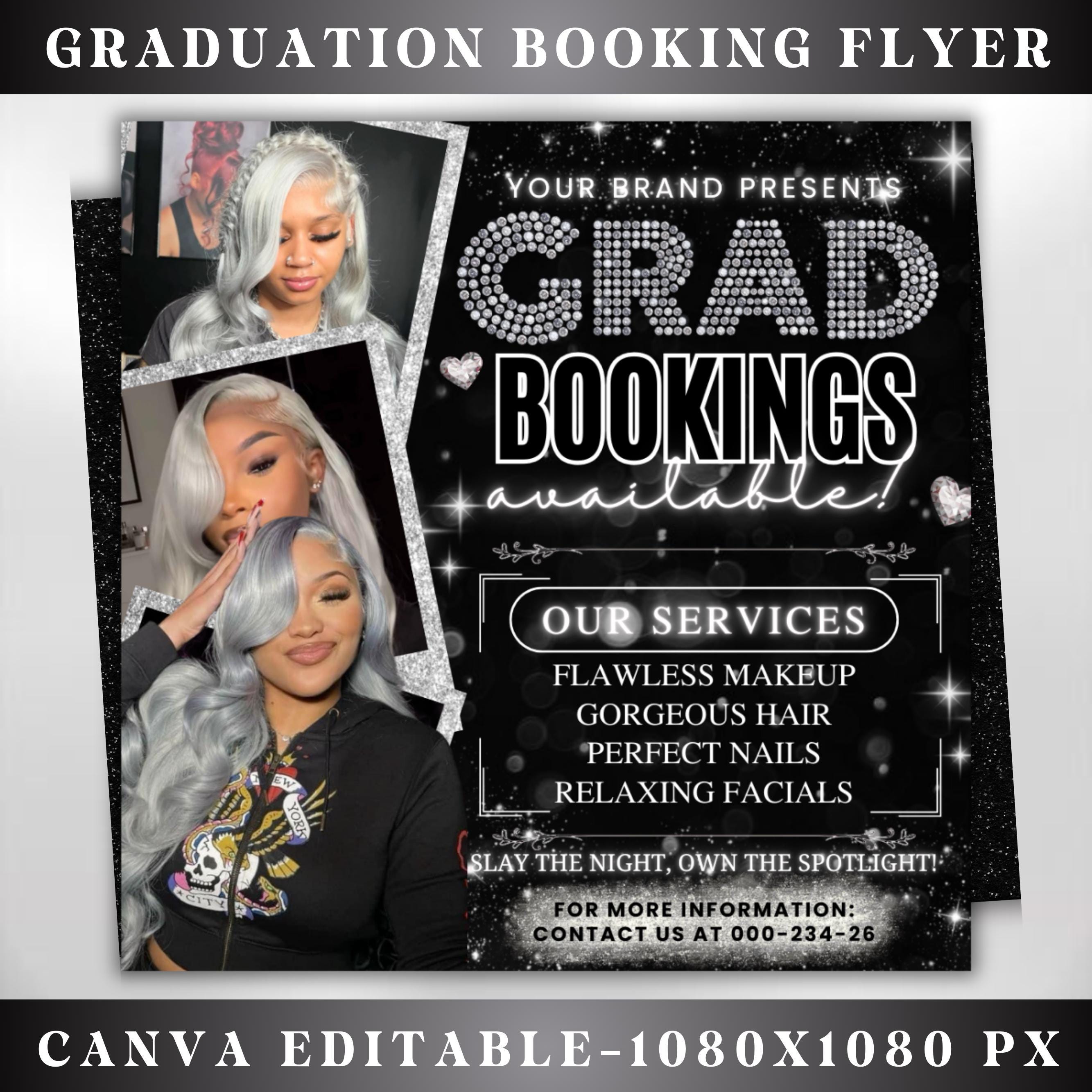 Graduation Booking Flyer, Hair, Nails, Lash Tech (canva Template) - Etsy