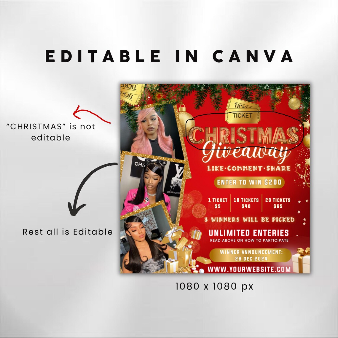 Christmas Raffle Flyer, Christmas Flyer, DIY Flyer Design Template ...