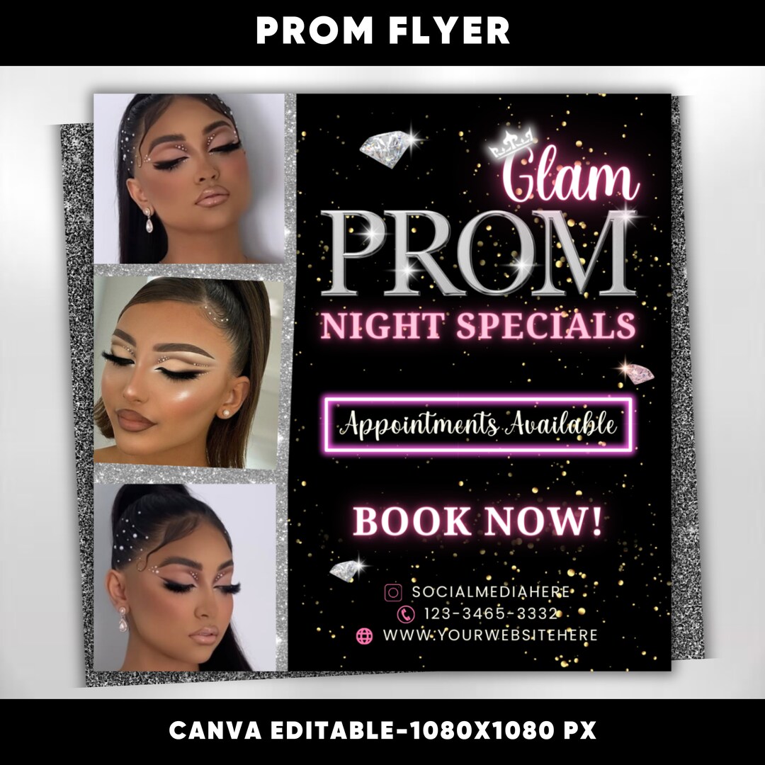 Prom Night Glam Flyer, Prom Flyer, DIY Flyer Template Design, Prom ...