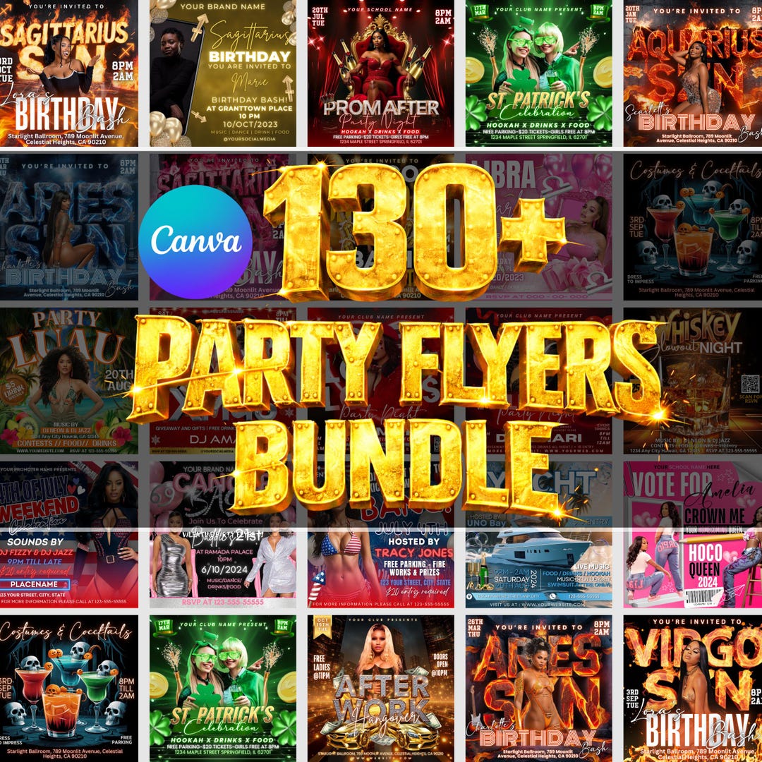 Party Flyers Bundle, Club Party Flyers, Night Club Flyers, Freaknik ...
