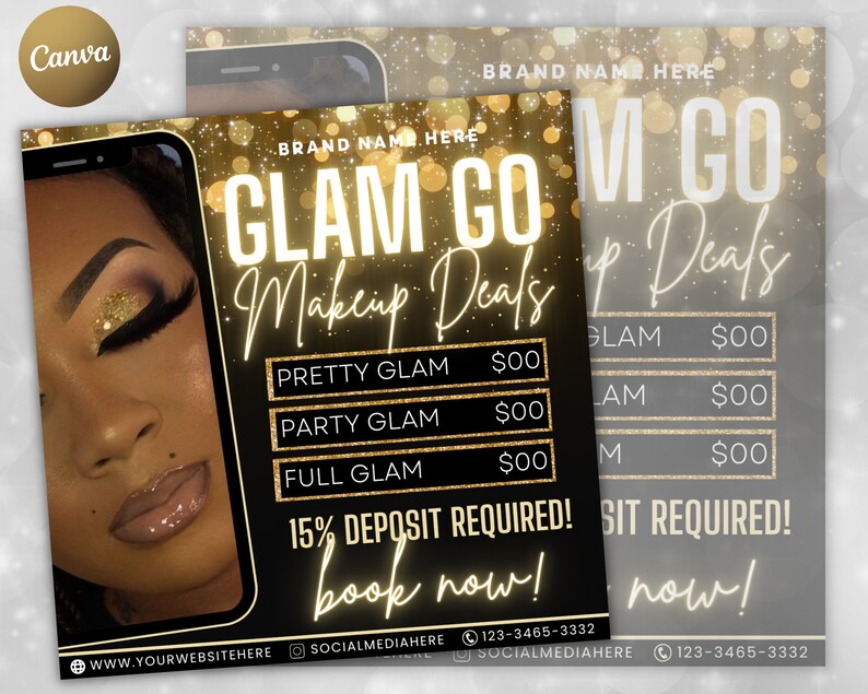 Editable Glam Go Makeup Special Deals Template, Custom Makeup Pricing ...