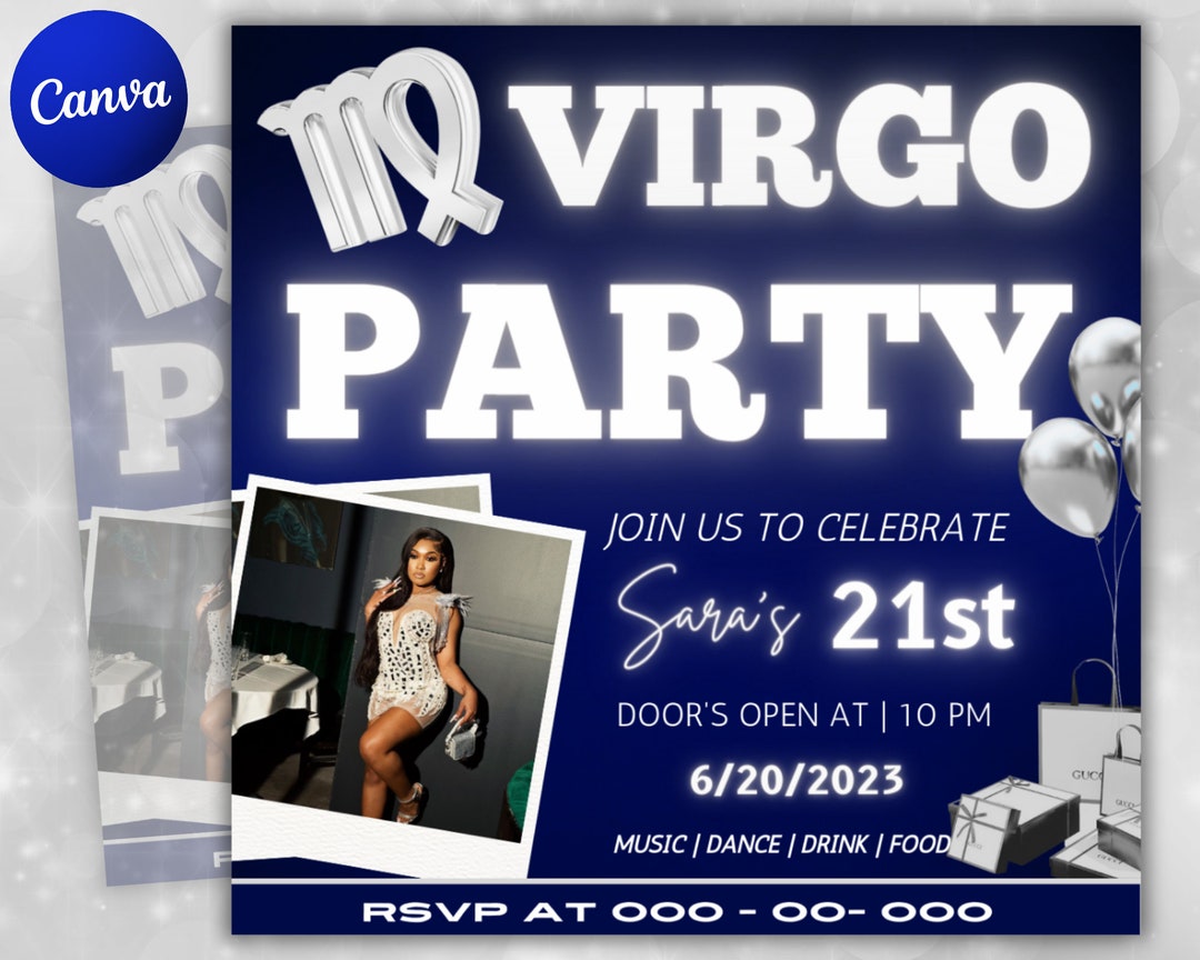 Virgo Birthday Digital Flyer, Virgo Season Birthday, Birthday Flyer ...