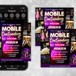 Mobile Bartending Flyer DIY Flyer Template Design Bar Flyer - Etsy