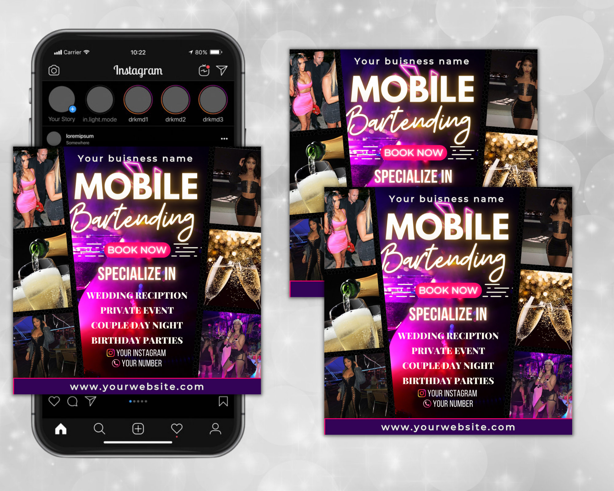 Mobile Bartending Flyer DIY Flyer Template Design Bar Flyer - Etsy
