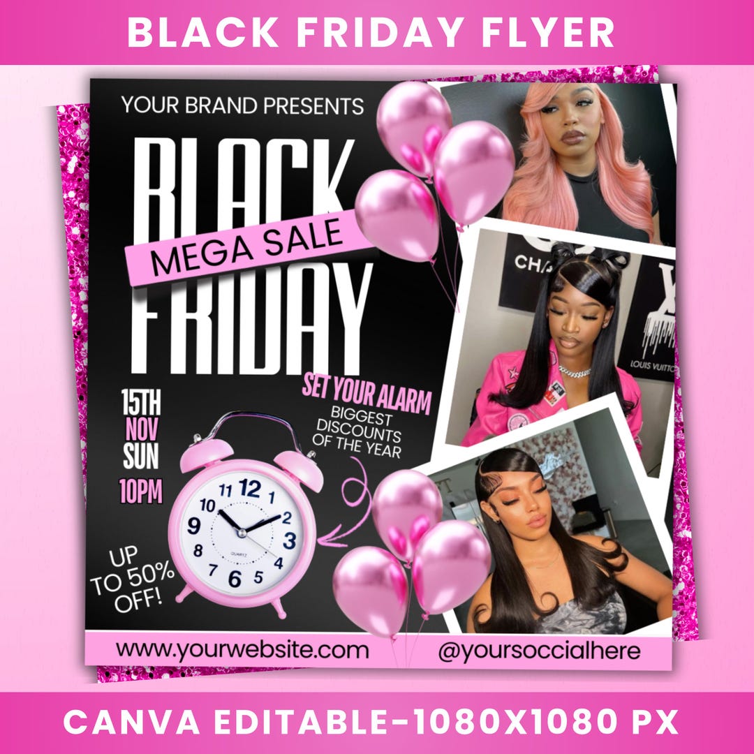 Black Friday Flyer,black and Pink Friday Sale Flyer,black Friday ...