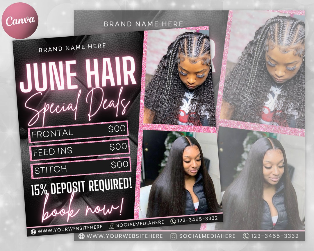 June Booking Flyer, June Hair Special Flyer, Hair Sale Flyer, Summer ...
