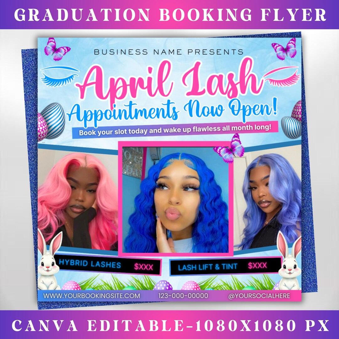 April Booking Flyer Canva Template, Diy April Flyer, Lash Tech Flyer ...
