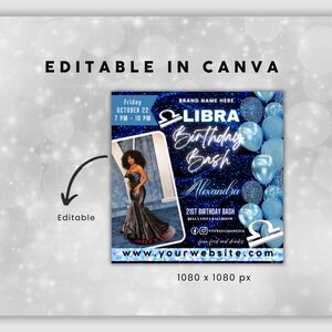 Libra Birthday Flyer Birthday Template Birthday Girl Party - Etsy