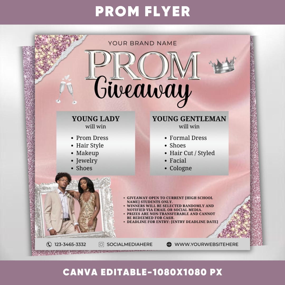 Prom Give Away Flyer, Prom Sale Flyer, Hairstylist Flyer, Makeup ...