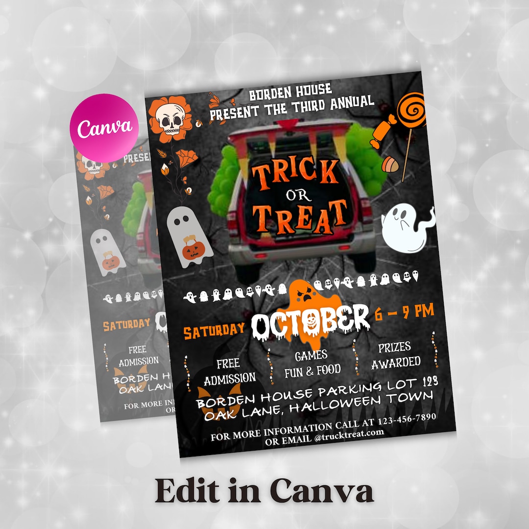 Trunk or Treat Invitation Halloween Trunk or Treat Flyer School Fall ...