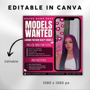 Models Wanted Flyer, Beauty Models Needed Flyer, Wanted Brand ...