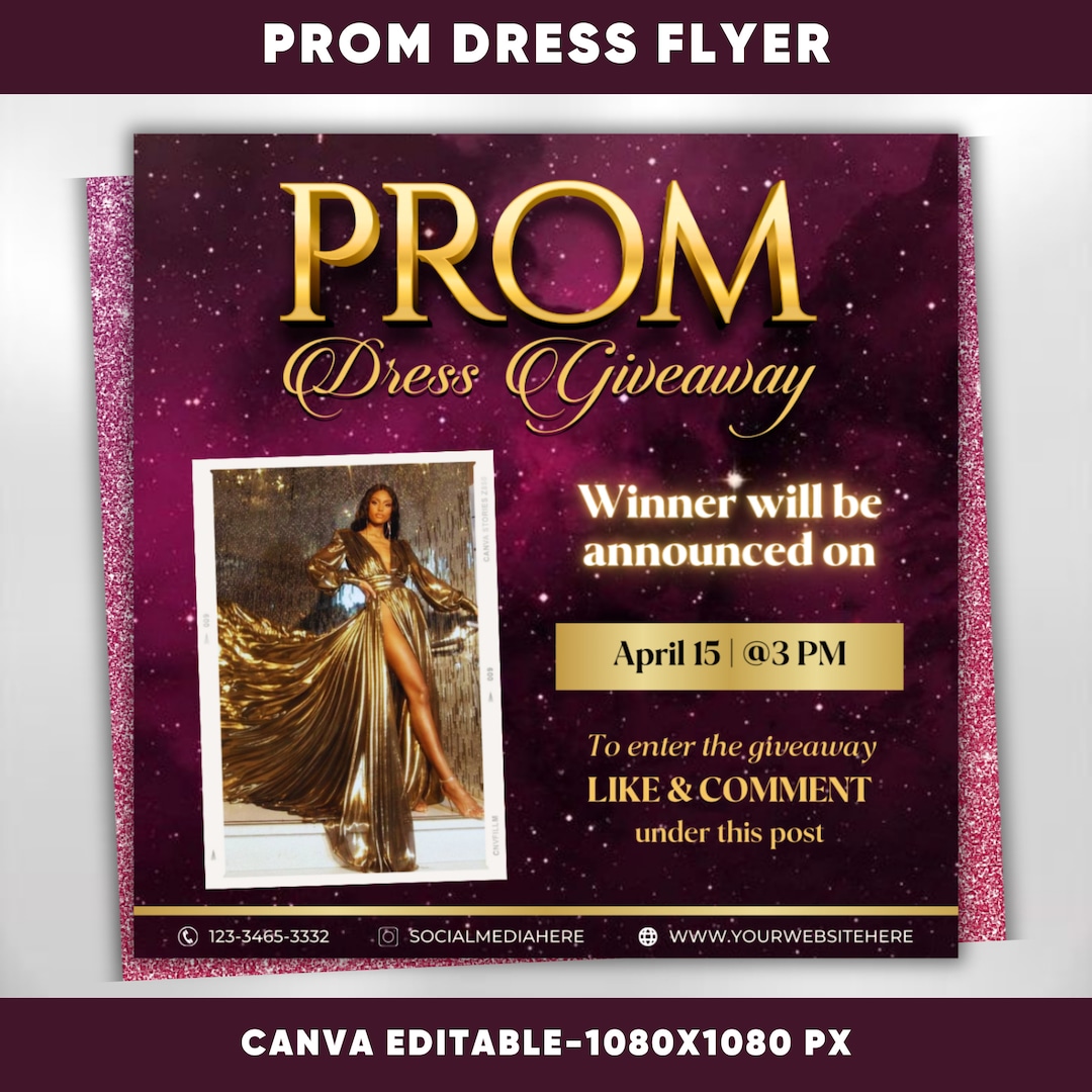 Prom Dress Flyer, Gold Prom Dress Flyer, Prom Flyer, Prom Dress Sale ...