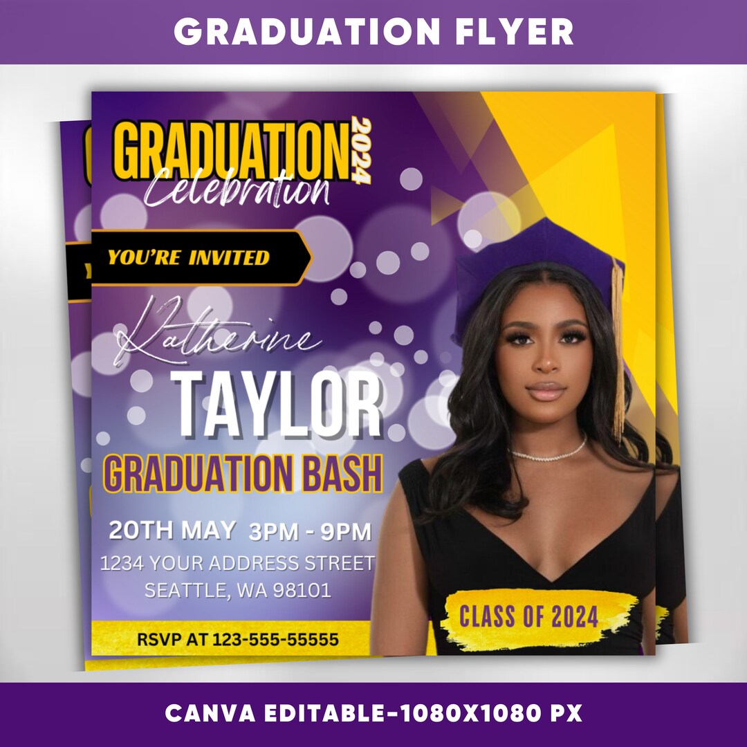Class of 2024 Graduation Flyer, Canva Graduation Invite, DIY Grad ...