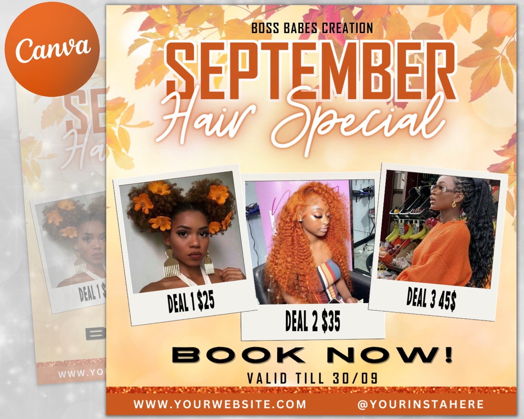 Editable September Fall Flyer, Hair Special Flyer, Appointment Flyer ...