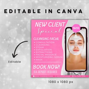 Facial Specials Flyer DIY Canva Template Facial Treatment Flyer Book ...