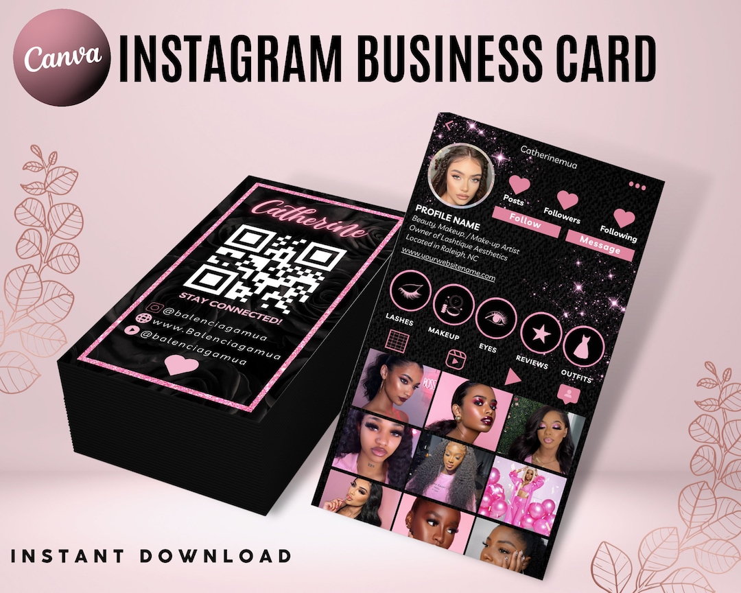 Instagram Business Card 2023, DIY Canva Business Card Template Design ...