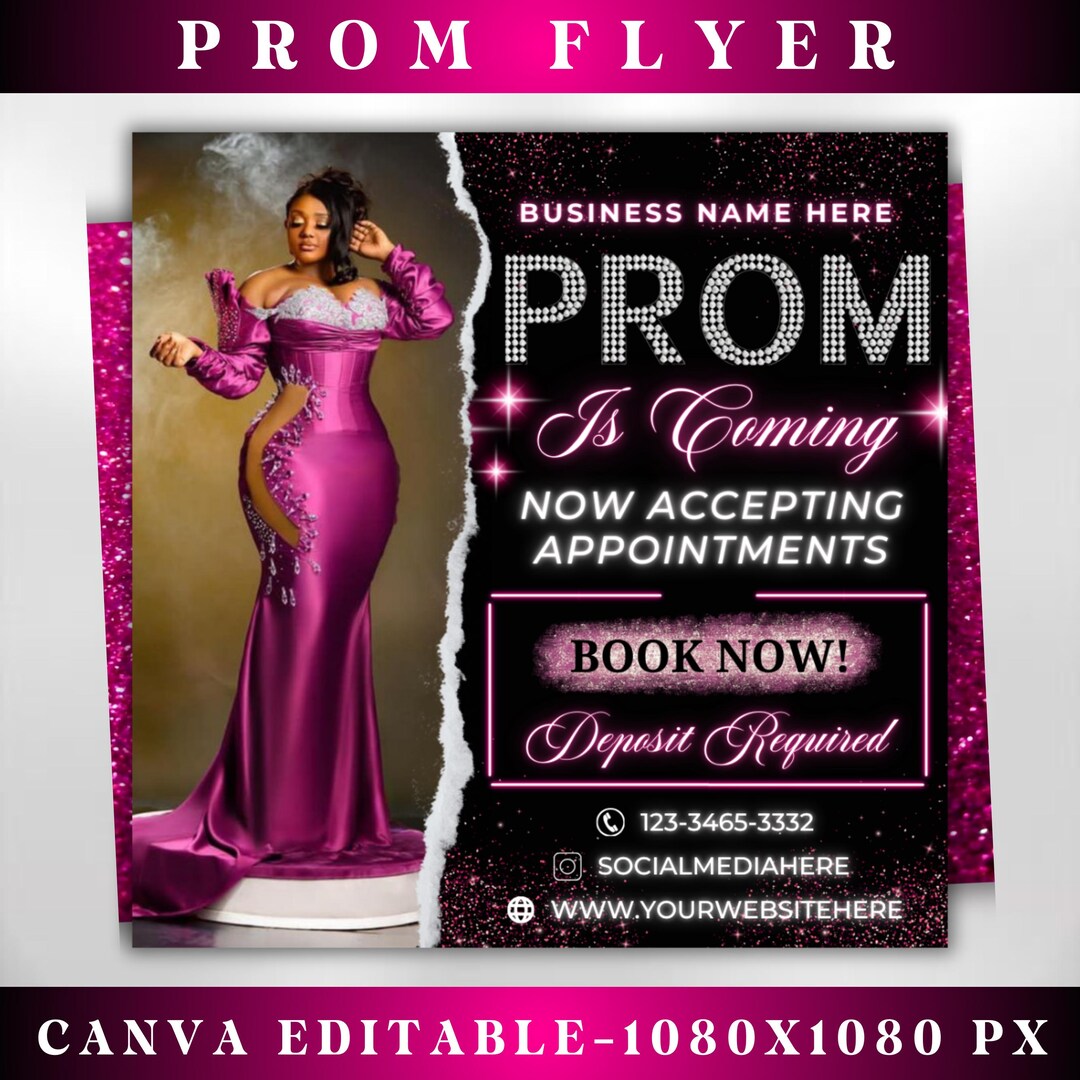 Prom Book Now Flyer, Prom Lash Tech Flyer, Prom Booking Flyer, Prom ...