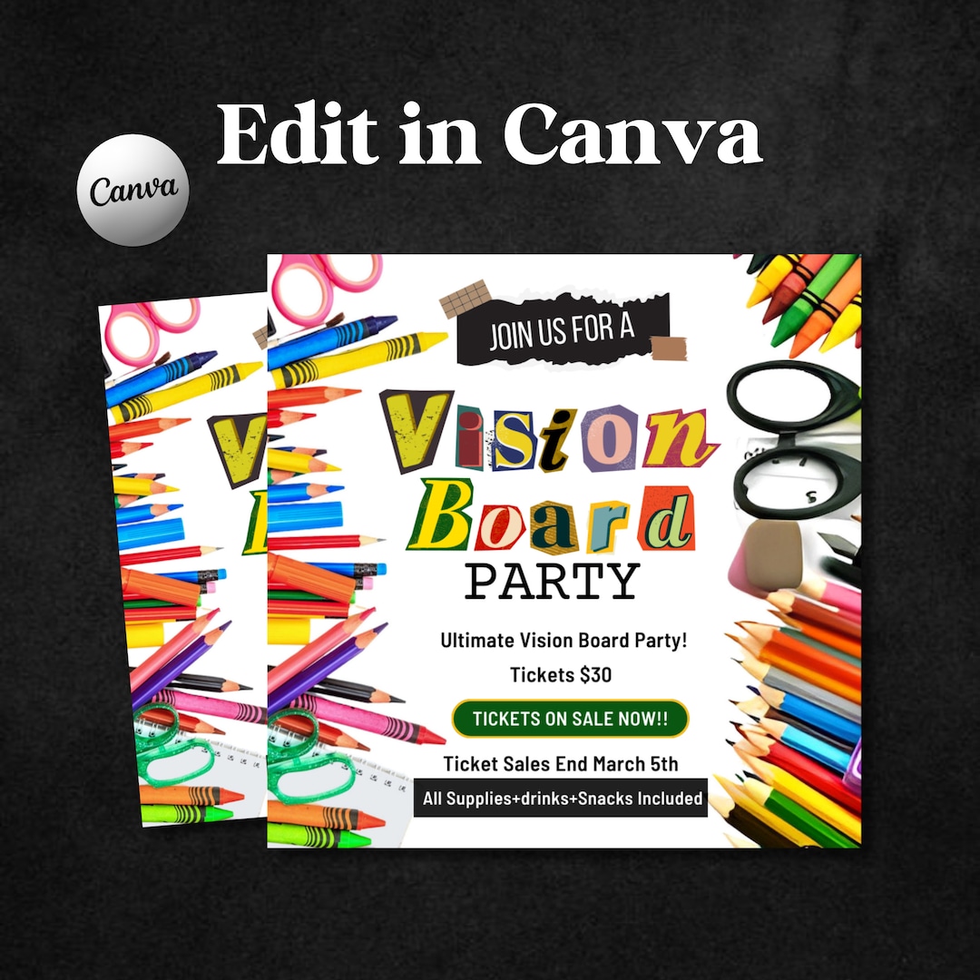 Vision Board Flyer, Vision Board Party Flyer, Manifesting Event Flyer ...