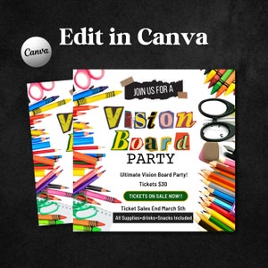 Vision Board Flyer, Vision Board Party Flyer, Manifesting Event Flyer ...