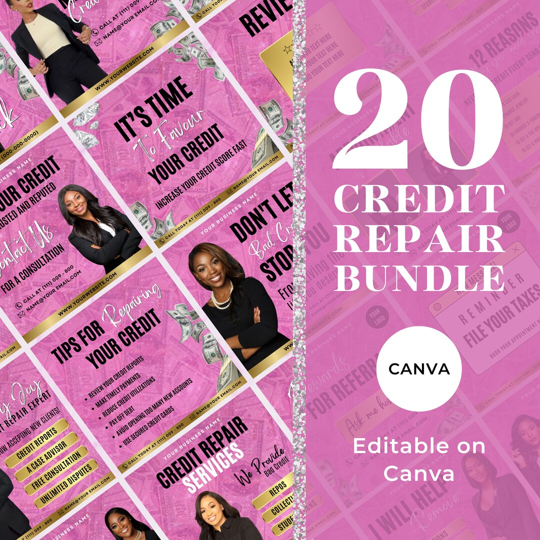 20 Credit Repair, Credit Repair Bundle Instagram Templates, Credit ...