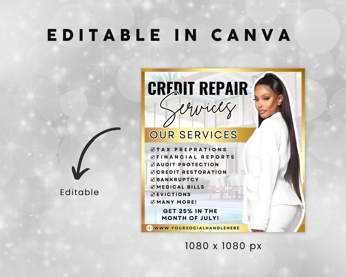 Credit Repair Flyer, Canva Credit Repair Flyer Template, DIY Flyer ...