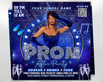 Prom After Party Flyer, College School After Party, Prom Season Flyer ...