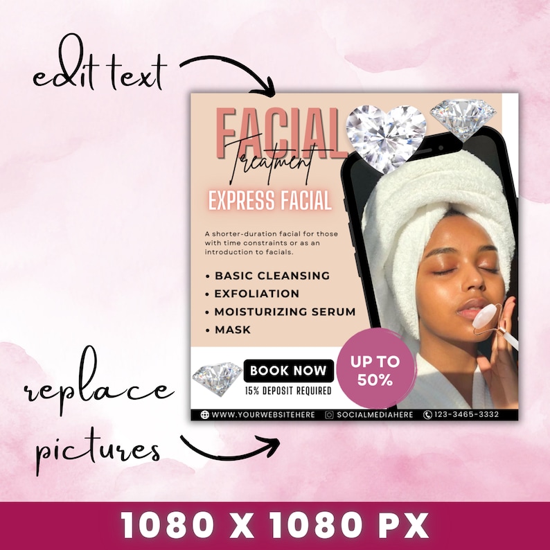 Facial Specials Flyer DIY Canva Template Facial Treatment Flyer Book ...