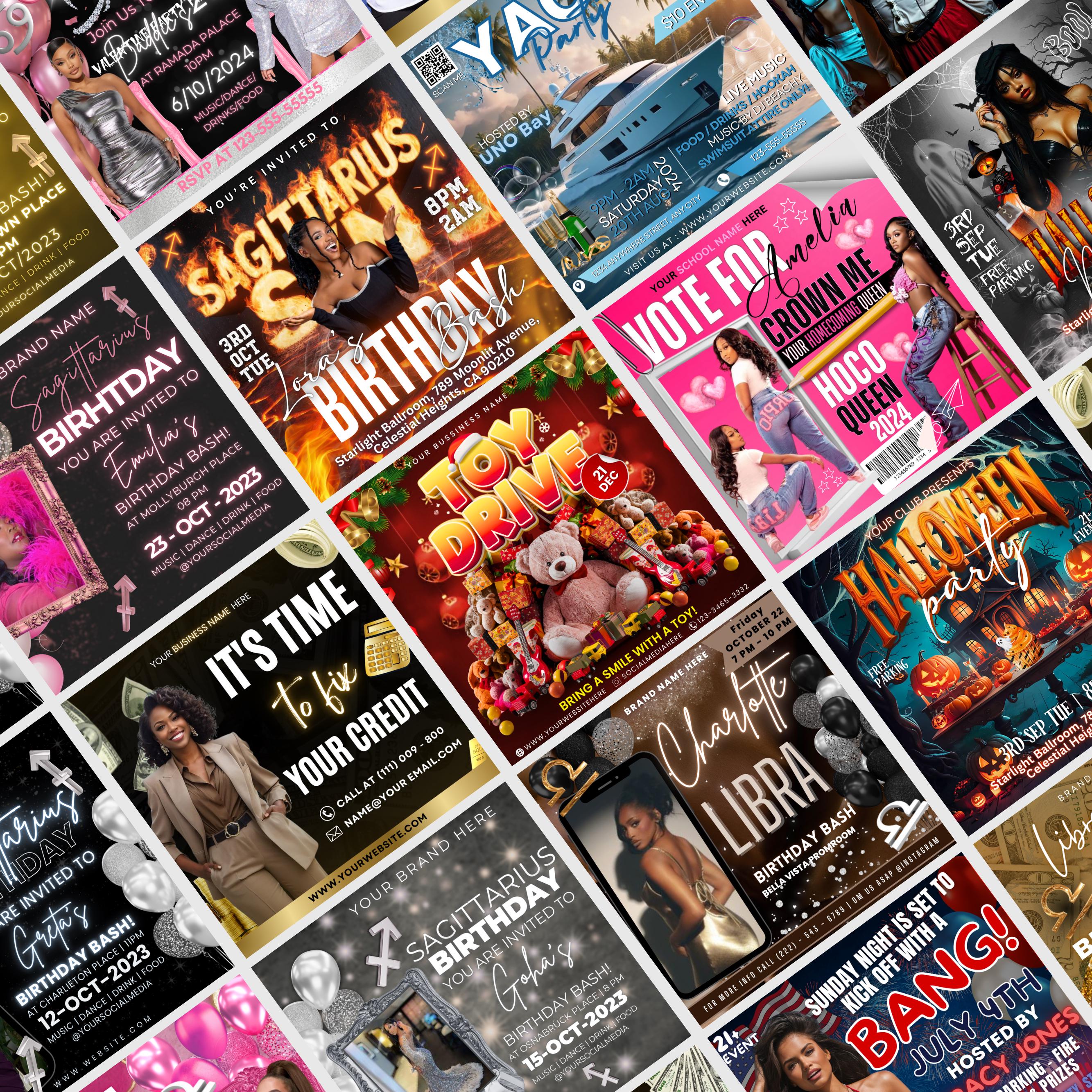 Party Flyers Bundle, Club Party Flyers, Night Club Flyers, Freaknik ...