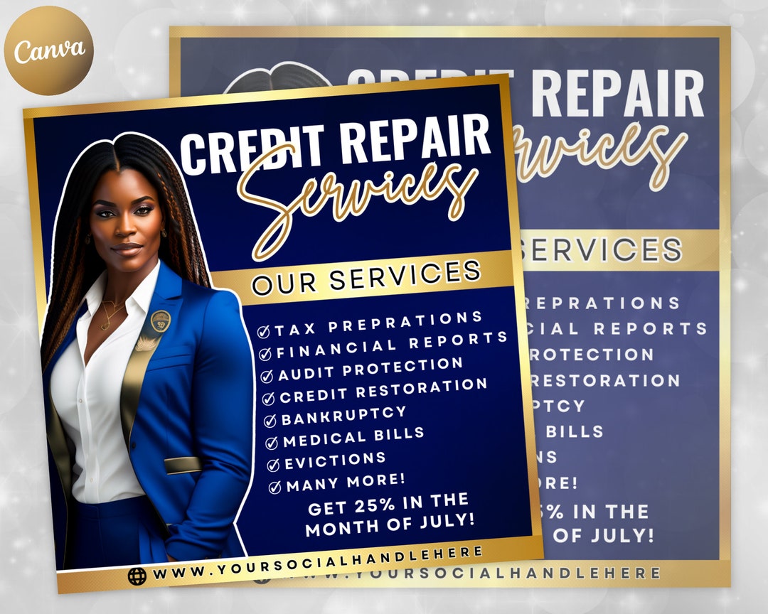 Credit Repair Flyer, Canva Credit Repair Flyer Template, DIY Flyer ...