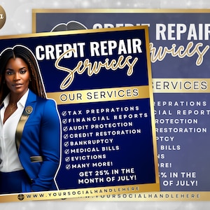 Credit Repair Flyer, Canva Credit Repair Flyer Template, DIY Flyer ...
