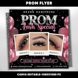 Prom Lash Flyer, Lash Special Flyer, Prom Flyer, Prom Makeup Flyer, DIY ...