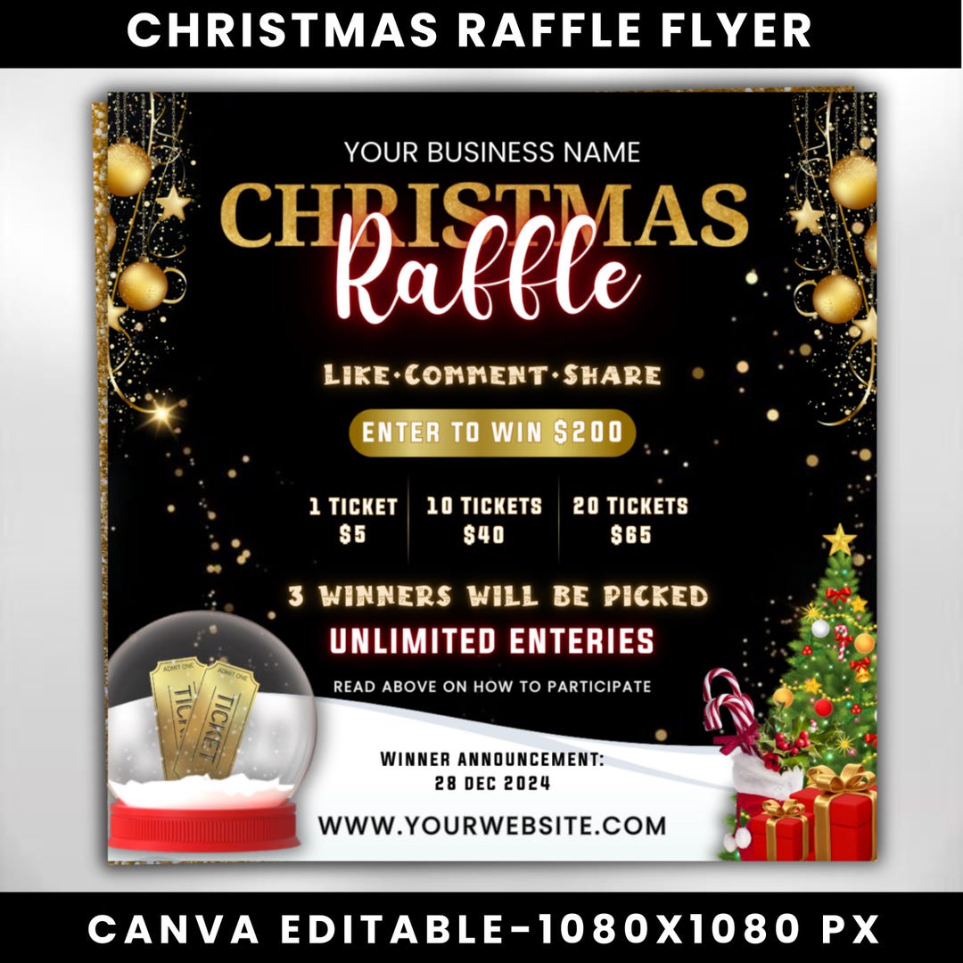 Christmas Raffle Giveaway Flyer, DIY Holiday Flyer, Giveaway Flyer, DIY ...