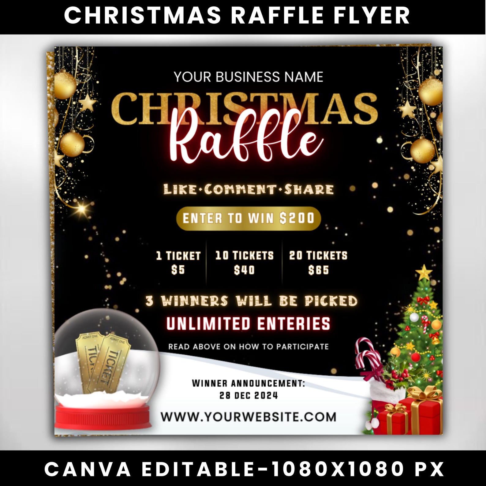 Christmas Raffle Giveaway Flyer, DIY Holiday Flyer, Giveaway Flyer, DIY ...