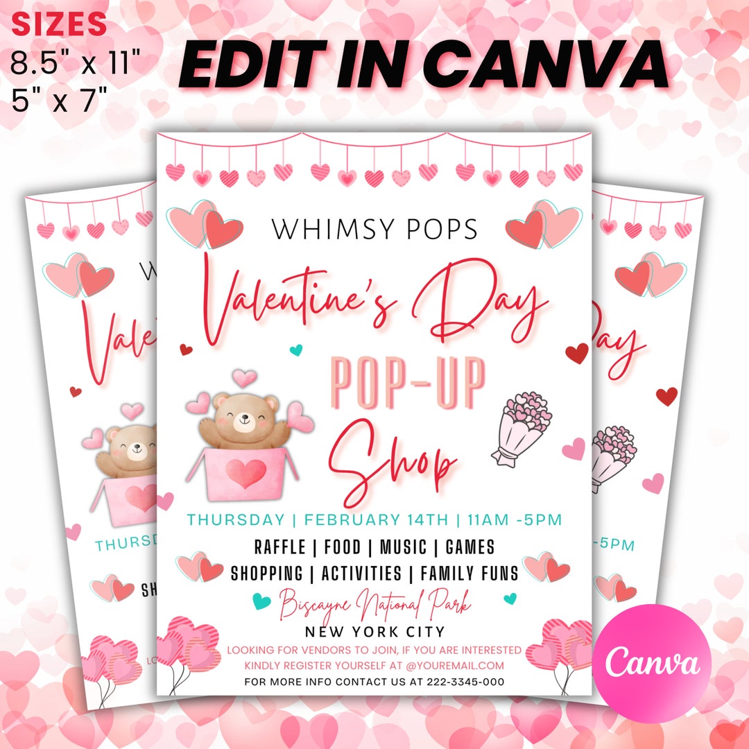 Valentine Pop up Shop Flyer, Valentine Event Flyer Template, Pop up ...