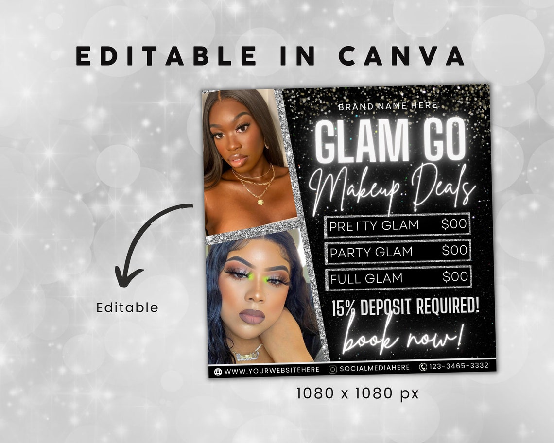 Editable Glam Go Makeup Special Deals Template Custom Makeup - Etsy