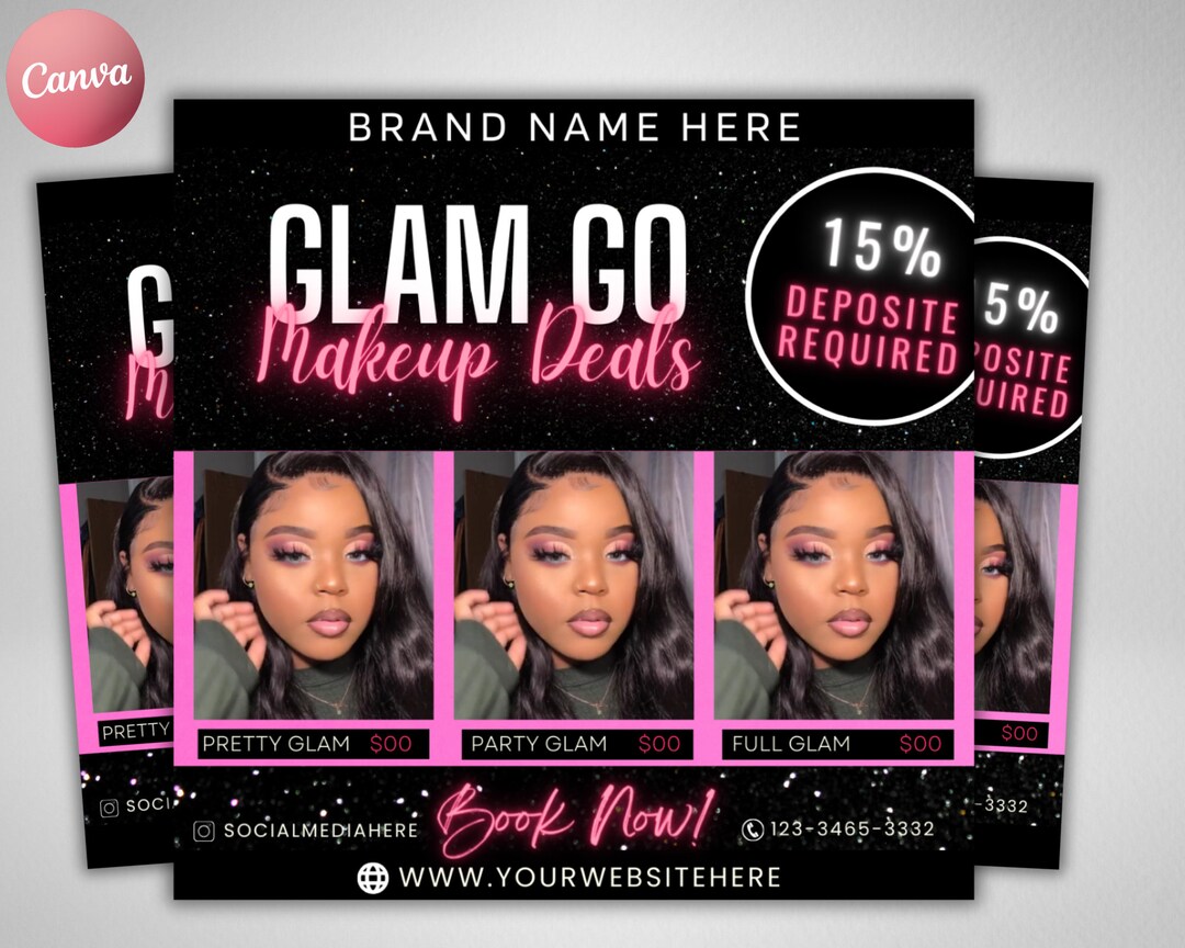 Pink Glam Go Makeup Flyer, Makeup Artist Deals Flyer, Makeup Price List ...