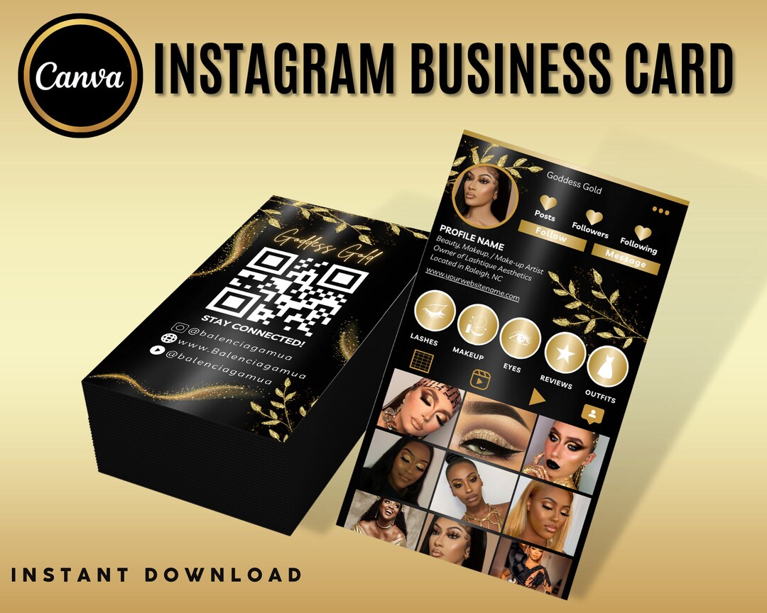 Instagram Business Card 2023, DIY Canva Business Card Template Design ...