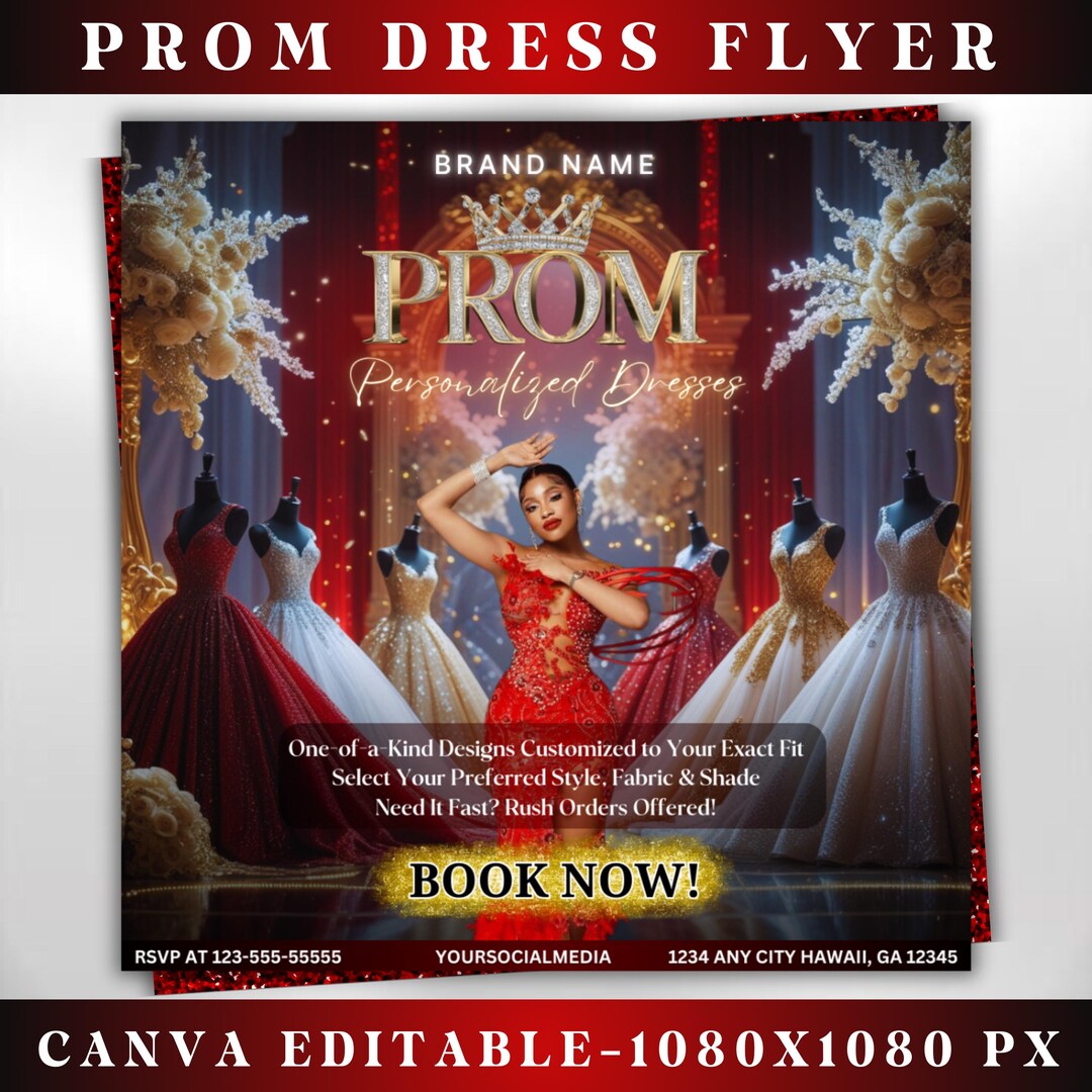 Prom Dress Flyer, Red Prom Dress Flyer, Prom Flyer, Prom Dress Sale ...