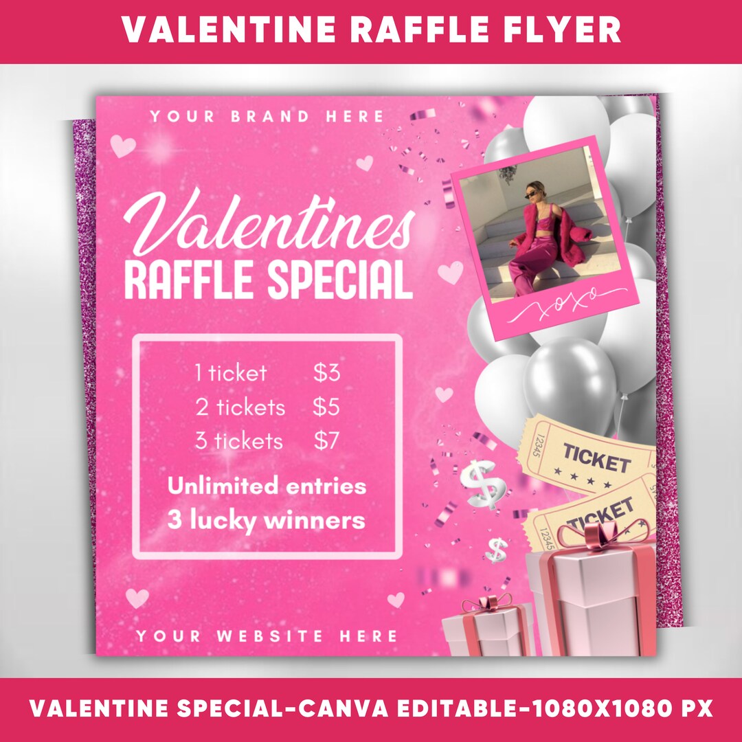 Raffle Flyer for Valentines Day, DIY Flyer Template Design, February ...