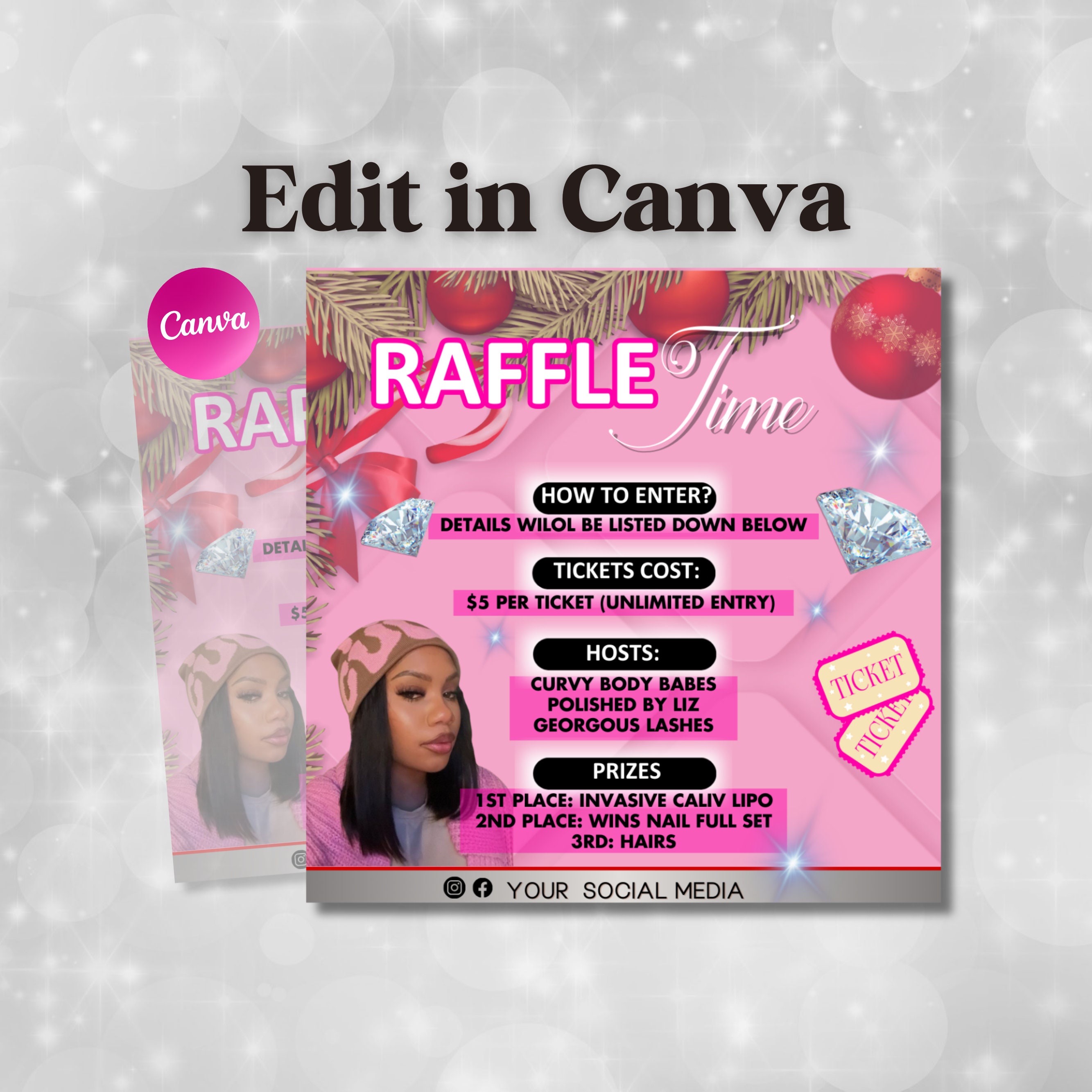 Christmas Raffle Flyer, Christmas Flyer, DIY Flyer Design Template ...