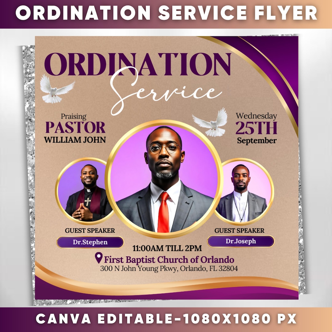 Ordination Service Flyer, Church Flyer, Ordination Church Flyer ...