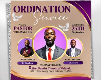 Pastoral Ordination Flyer Editable Canva Template US Letter Size. - Etsy