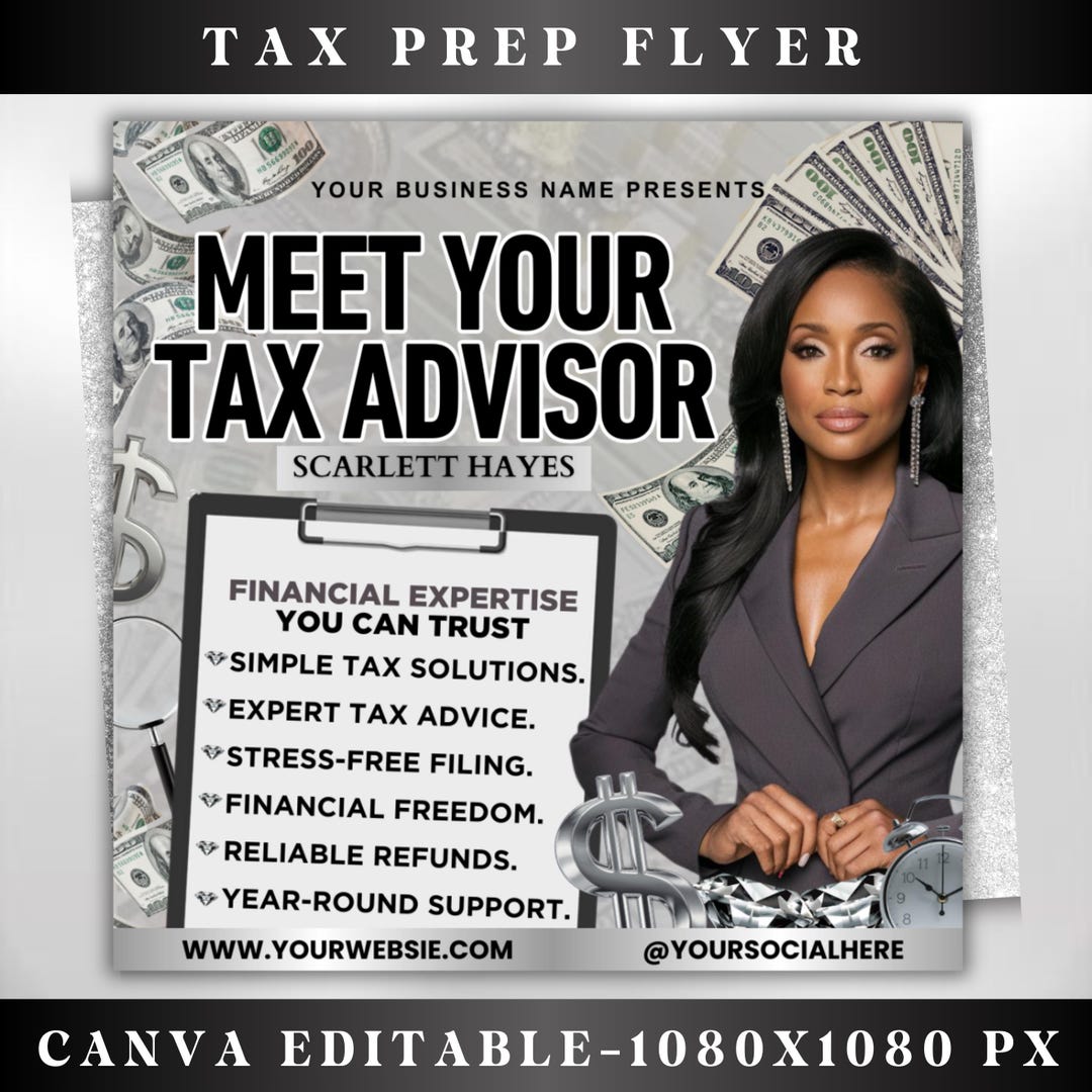 Tax Flyer, Editable Tax Prep Flyer, Tax Preparer Flyer 2025, Tax Flyer ...